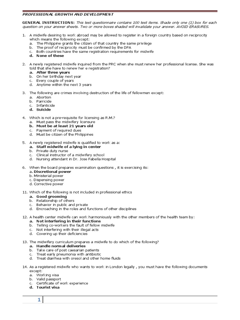 PGD Midterm Exam | PDF | Midwife | Midwifery