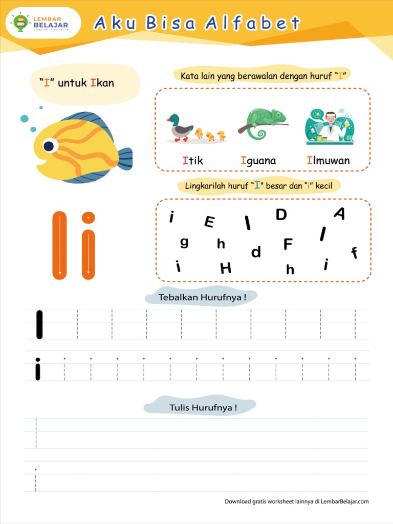 Worksheet Menulis Huruf I | PDF