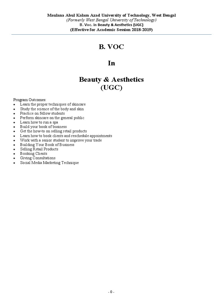 B. Voc in Beauty & Aesthetics (UGC) - 10.6.19 | PDF | World Wide Web | Internet & Web