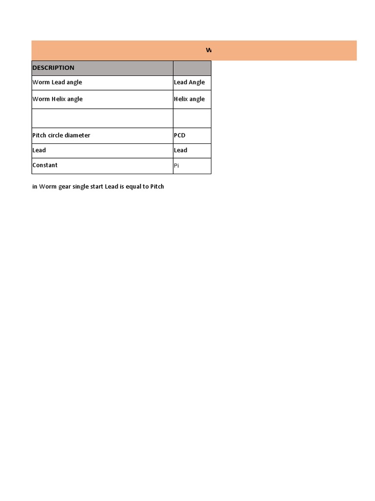 Worm Gear Lead and Helix Angle Calculations | PDF