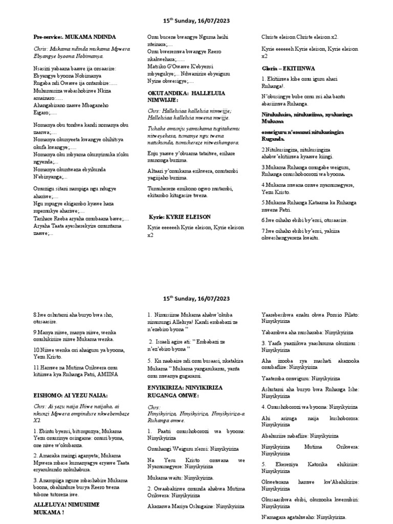 15th Sunday, 16th July 2023 | PDF | Christian Prayer | Christian ...