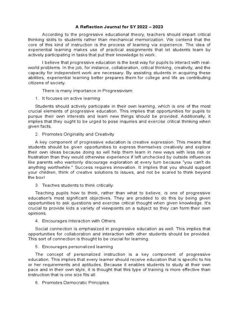 A Reflection Journal For SY 2022-2023 | PDF | Learning | Behavior Modification