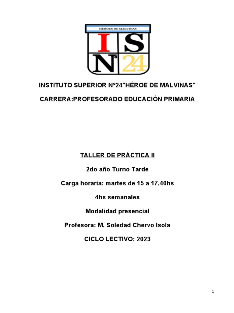 TALLER DE PRACTICA II IS24plani2023 | PDF | Evaluación | Enseñando
