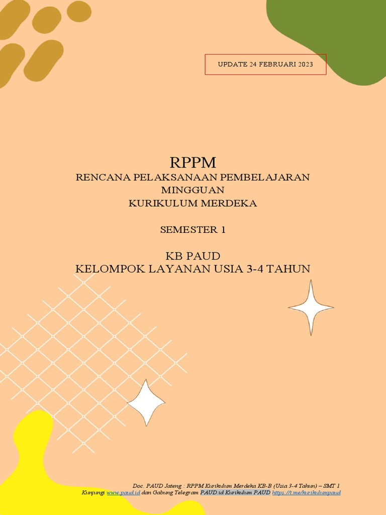 Kumer - RPPM - KB B - 3&4 Tahun - Smt1 | PDF | Kesehatan Holistik