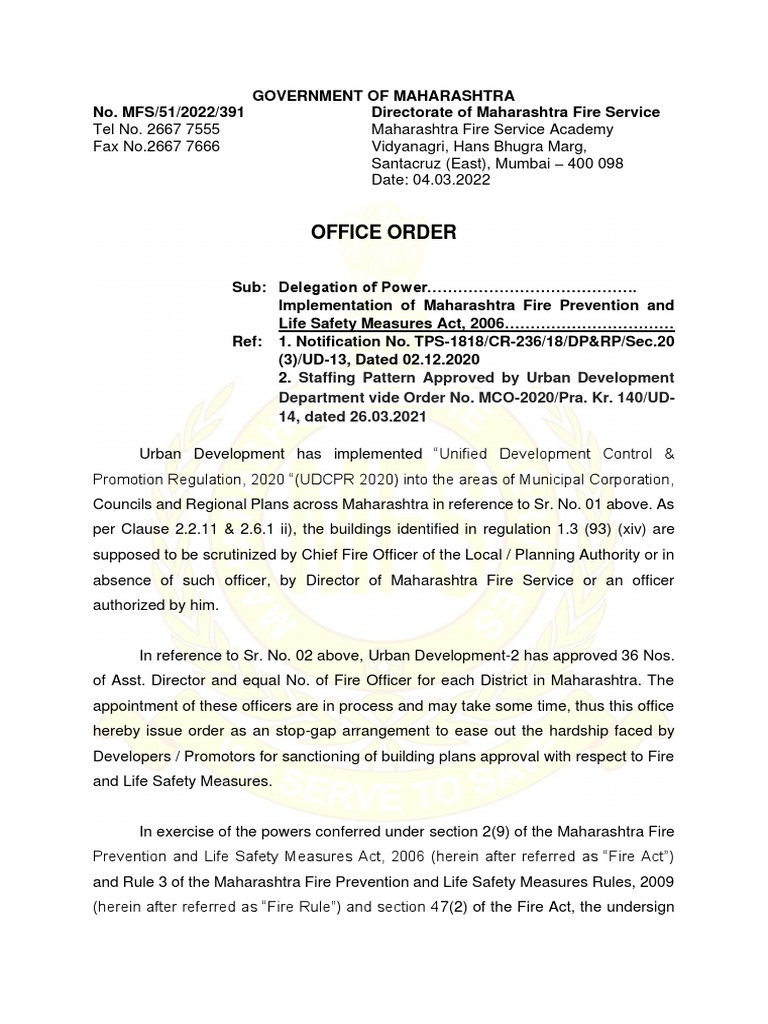 Maharashtra Fire Safety Approval Order | PDF | Firefighting | Combustion