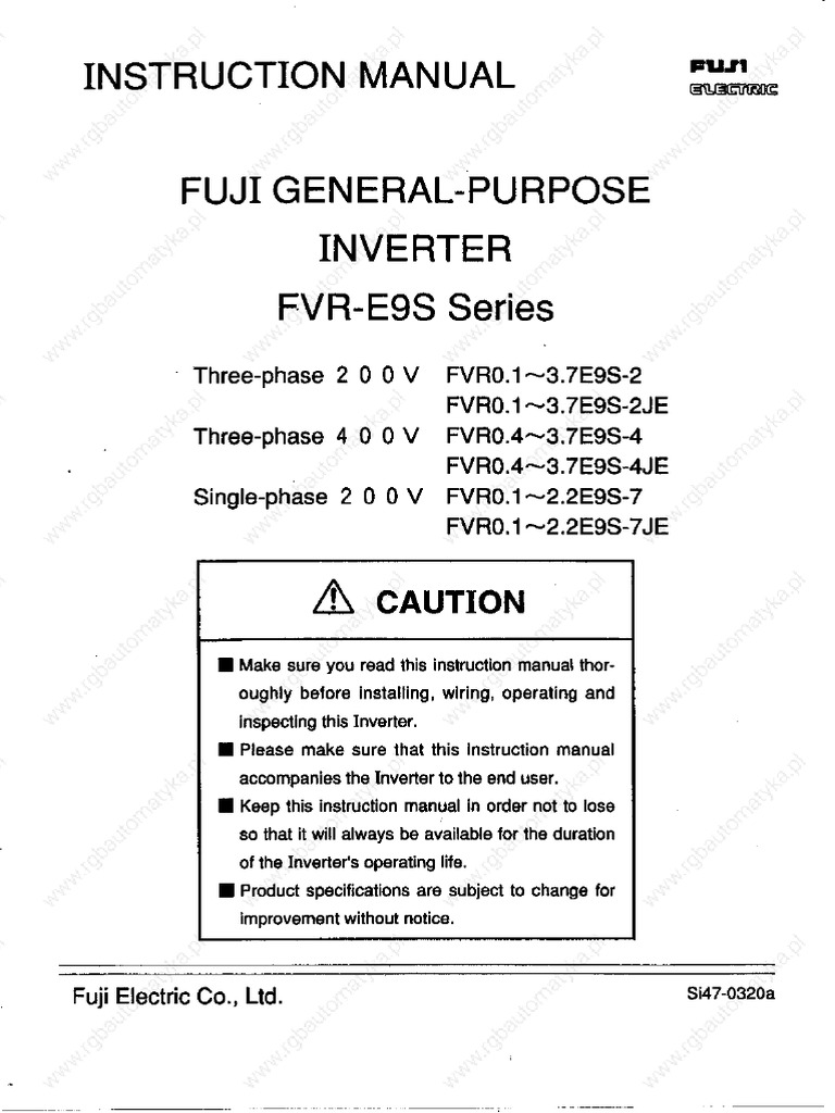 Fvr0.75e9s 4en FVR E9s Inverter Fuji Manual | PDF