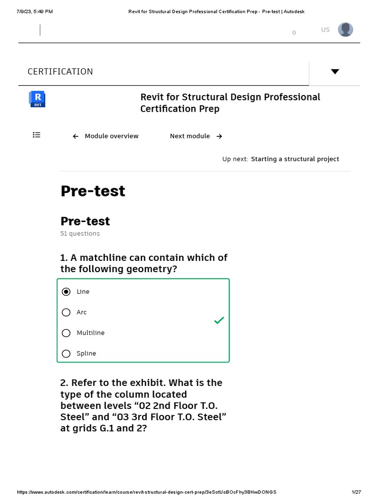 Revit for Structural Design Professional Certification Prep - Pre-test ...