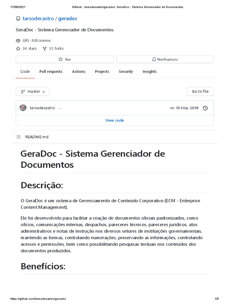 GitHub - Tarsodecastro - Geradoc - GeraDoc - Sistema Gerenciador de Documentos | PDF | Software ...