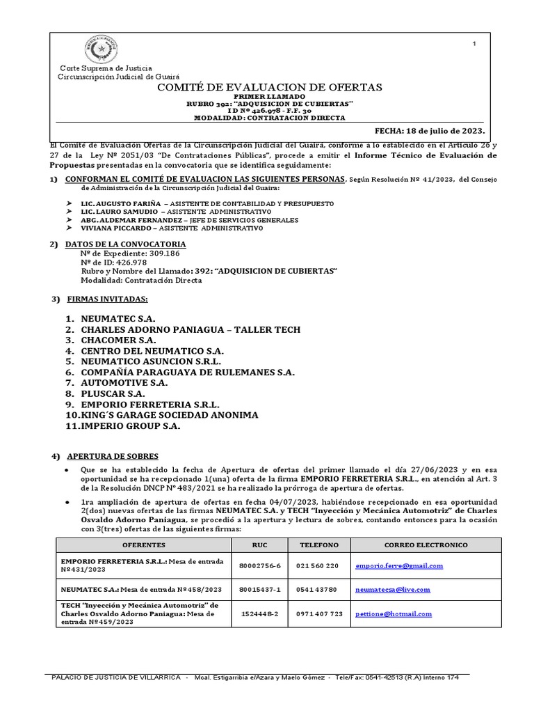 Dictamen Rubro 392 Adq. de Cubiertas | PDF | Oferta (economía) | Business