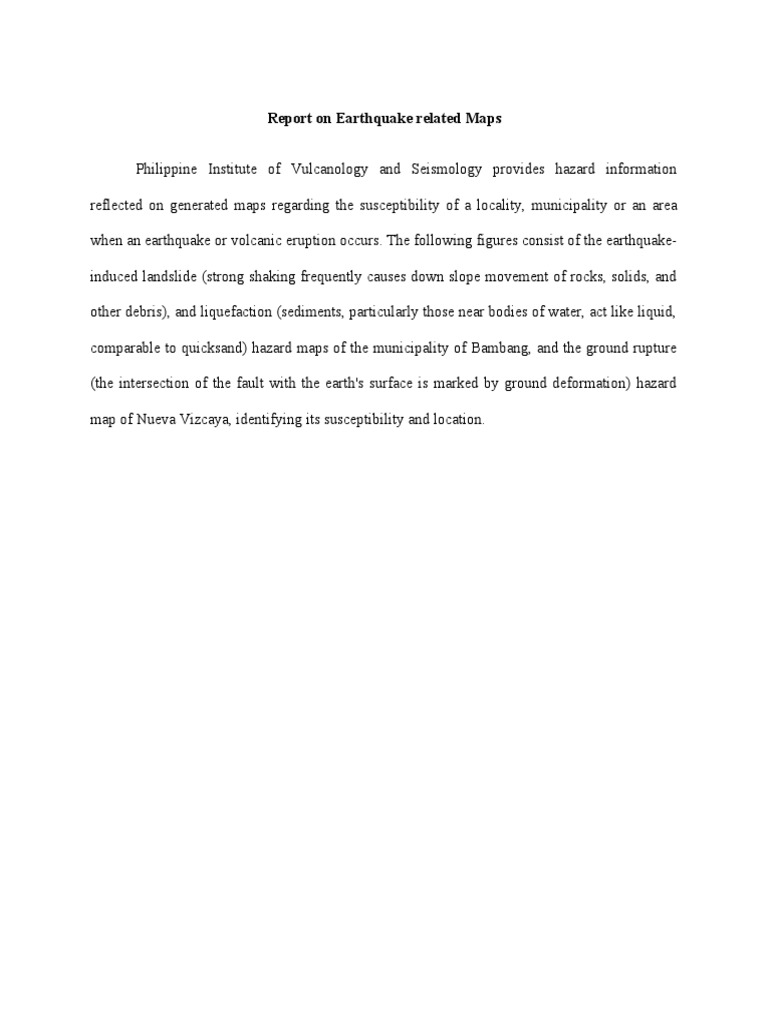 Report On Earthquake Related Maps | PDF | Earthquakes | Landslide