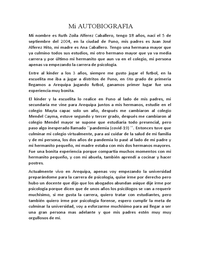 Mi AUTOBIOGRAFIA | PDF