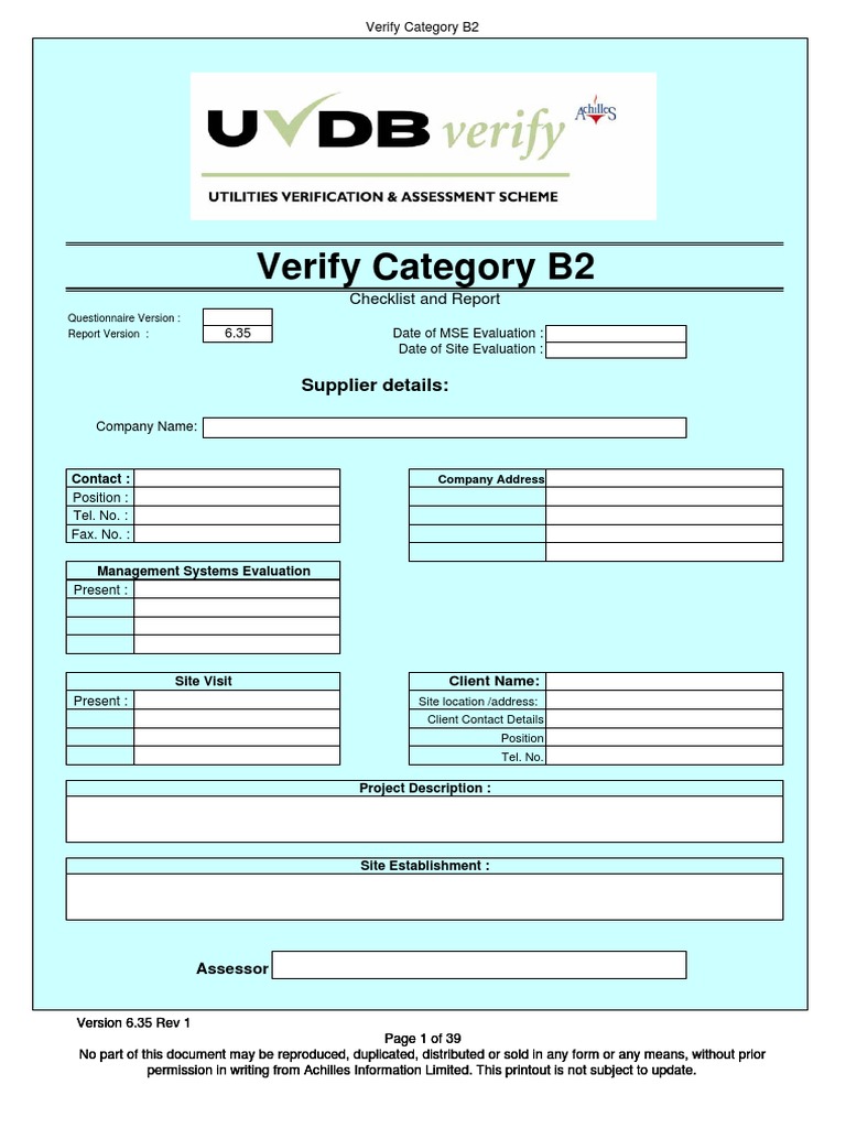 Verify Category B2 Report V6.35 Rev 1.0 | PDF | Occupational Safety And ...