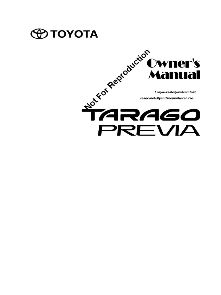 User manual Toyota Tarago (2005) (English - 270 pages) | PDF