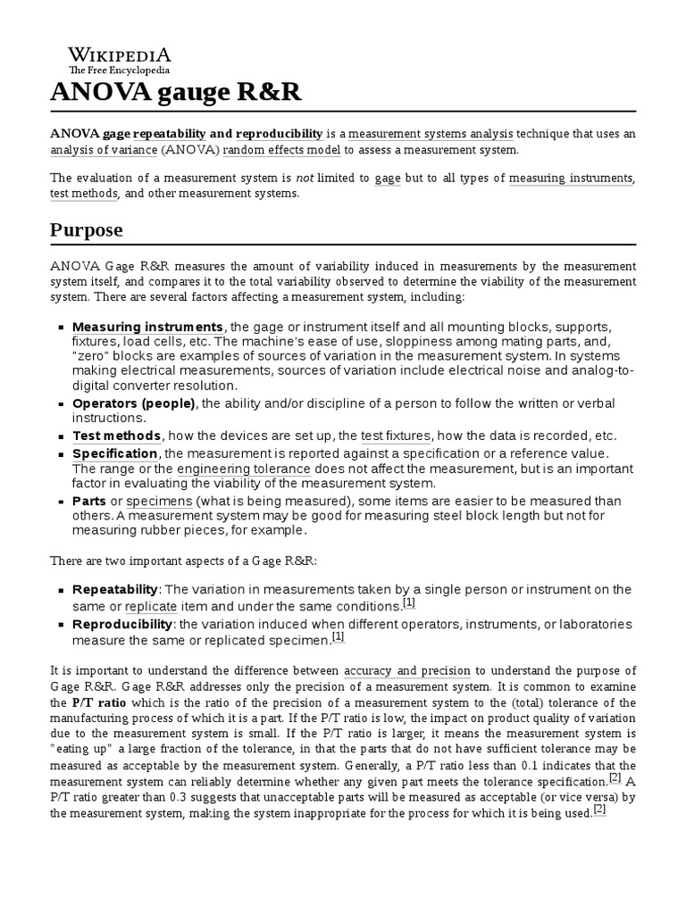 ANOVA Gauge R&R | PDF | Statistical Analysis | Teaching Mathematics