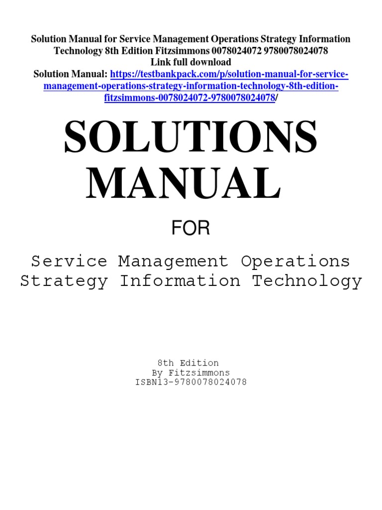 Service Management Solutions Manual 8th Ed. | PDF | Strategic ...
