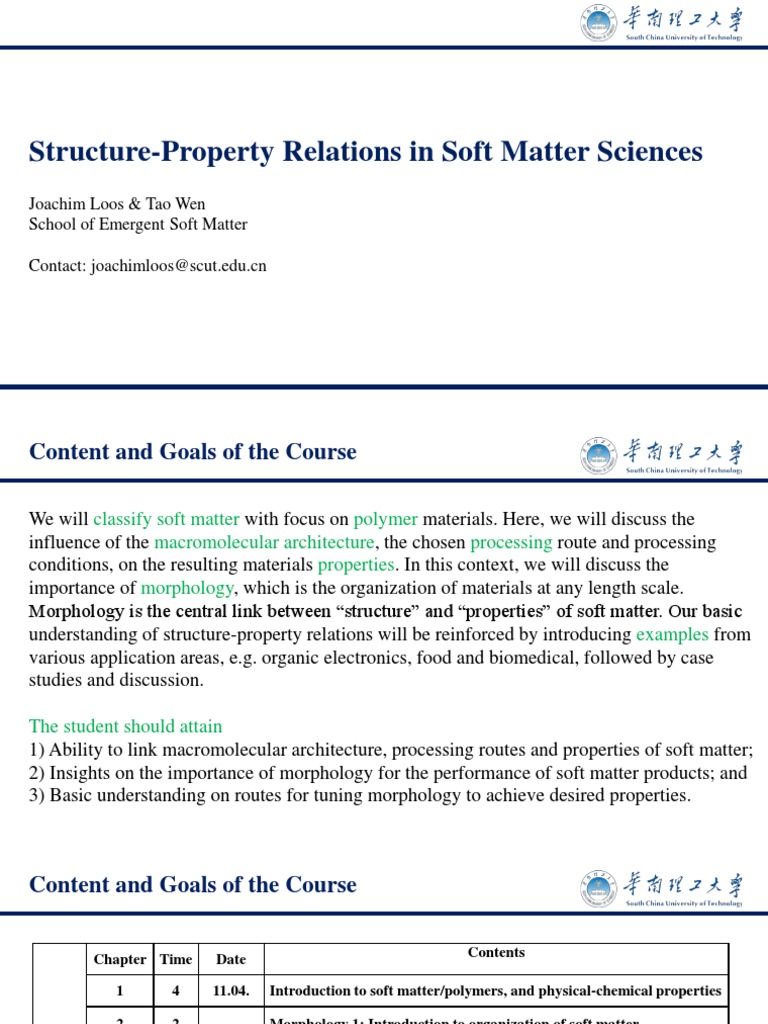 Structure Property Relations in Soft Matter Session 1 | PDF | Polymers | Soft Matter