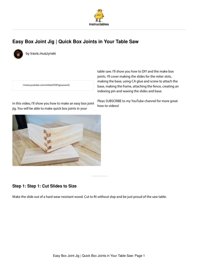 Easy Box Joint Jig Quick Box Joints in Your Table | PDF | Crafts ...