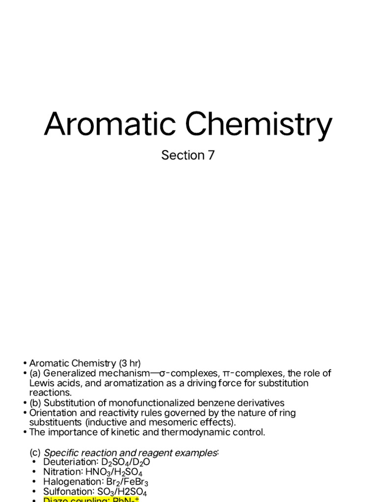 Lecture 7 Aromatic Compounds | PDF | Chemical Reactions | Organic Compounds