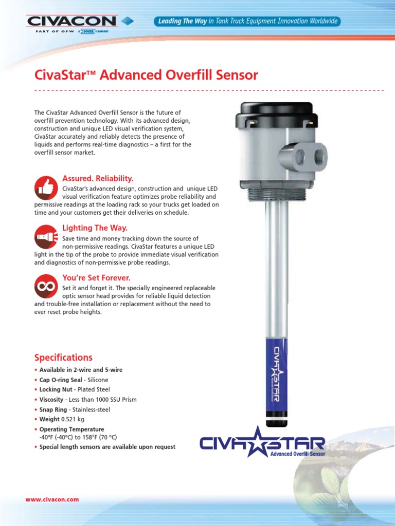 CivaStart Advanced Overfill Sensor Catalog | PDF | Manufactured Goods
