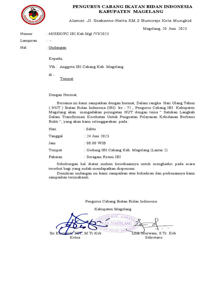 Undangan HUT 72 Anggota | PDF