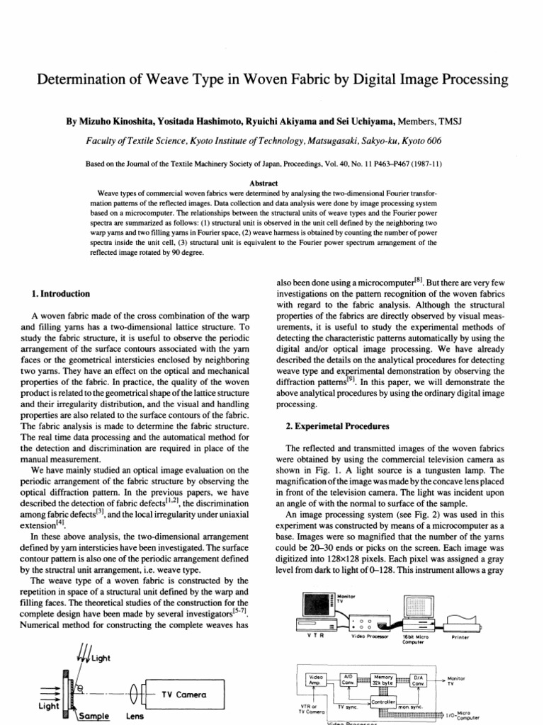 Determination of Weave Type in Woven Fabric by Digital Image Processing ...