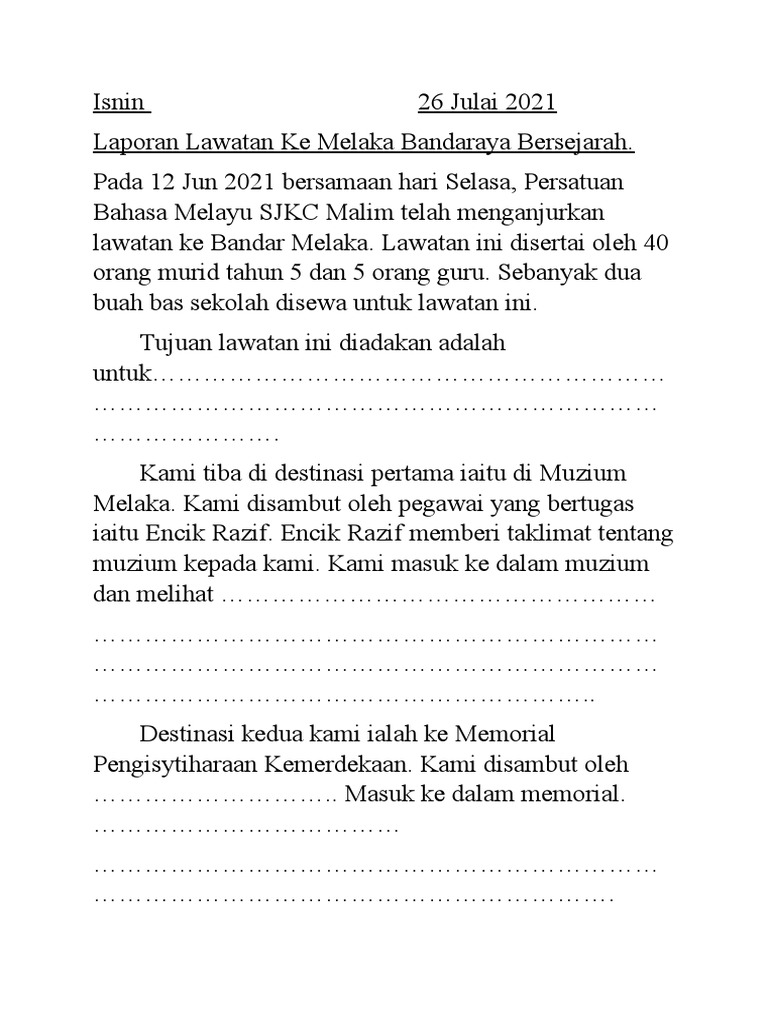 Karangan Laporan Lawatan | PDF