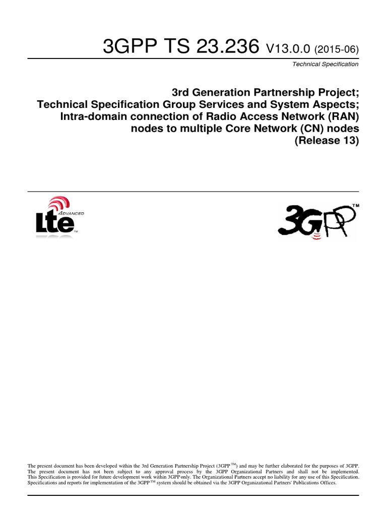 3GPP TS 23.236: Technical Specification | PDF | Data Transmission | Computer Engineering