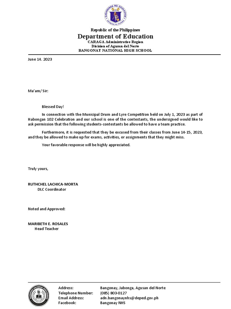 DLC Excuse Letter | PDF | Career & Growth | Social Science