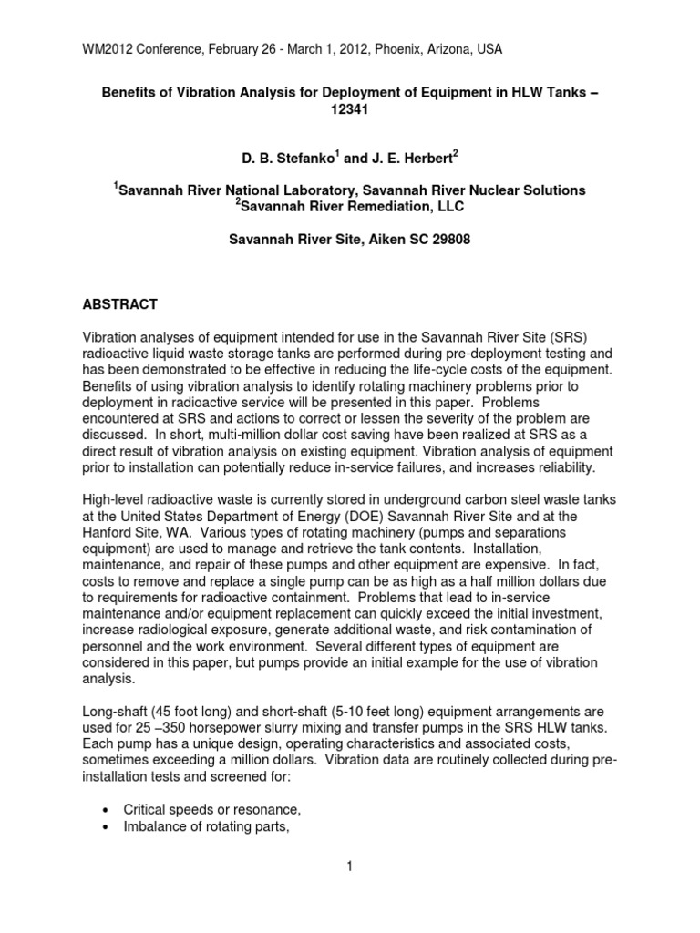 Benefits of Vibration Analysis For Deployment of Pumping Equipment ...