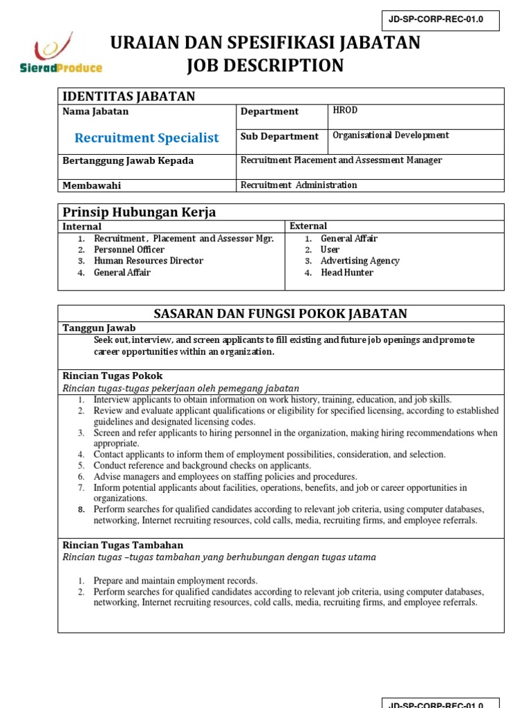 Job Description Template | PDF | Recruitment | Employment