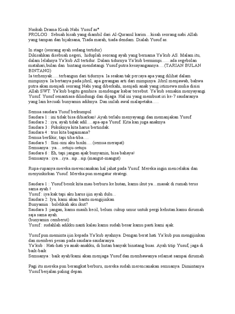 Naskah Drama Kisah Nabi Yusuf As | PDF