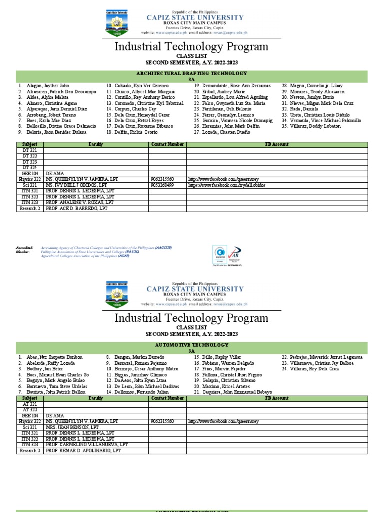 3rd Year - Class List 2nd Sem 22-23 | PDF | Educational Stages | Higher ...