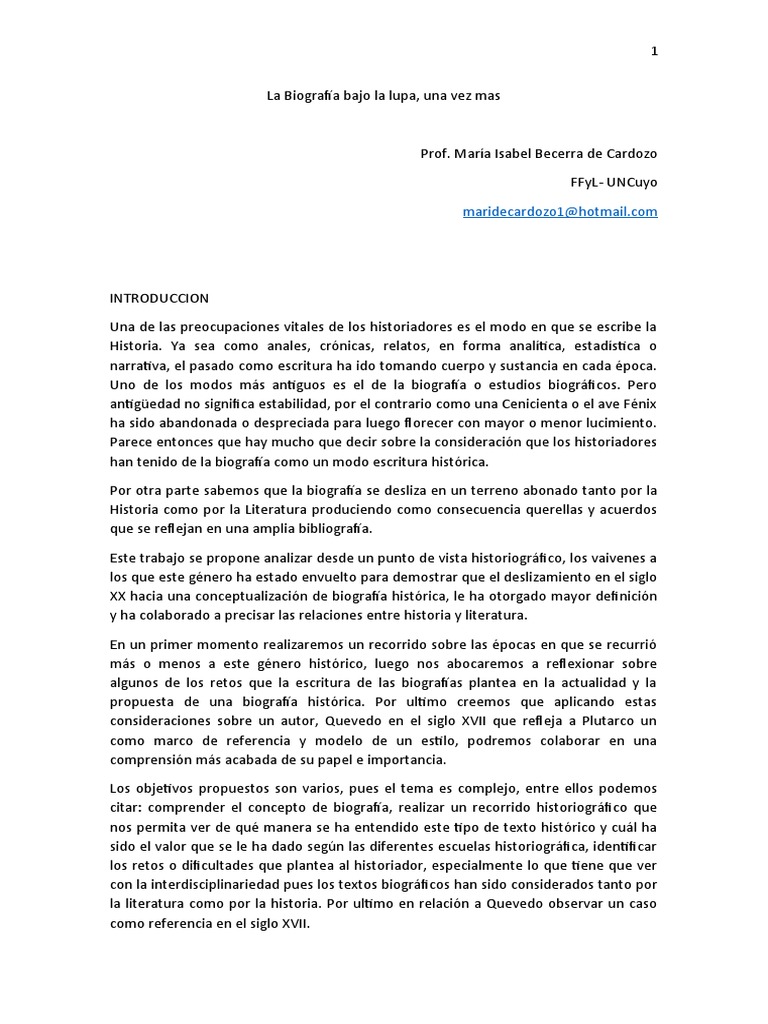 Becerra María Isabel. La Biografía Bajo La Lupa, Una Vez Más | PDF ...