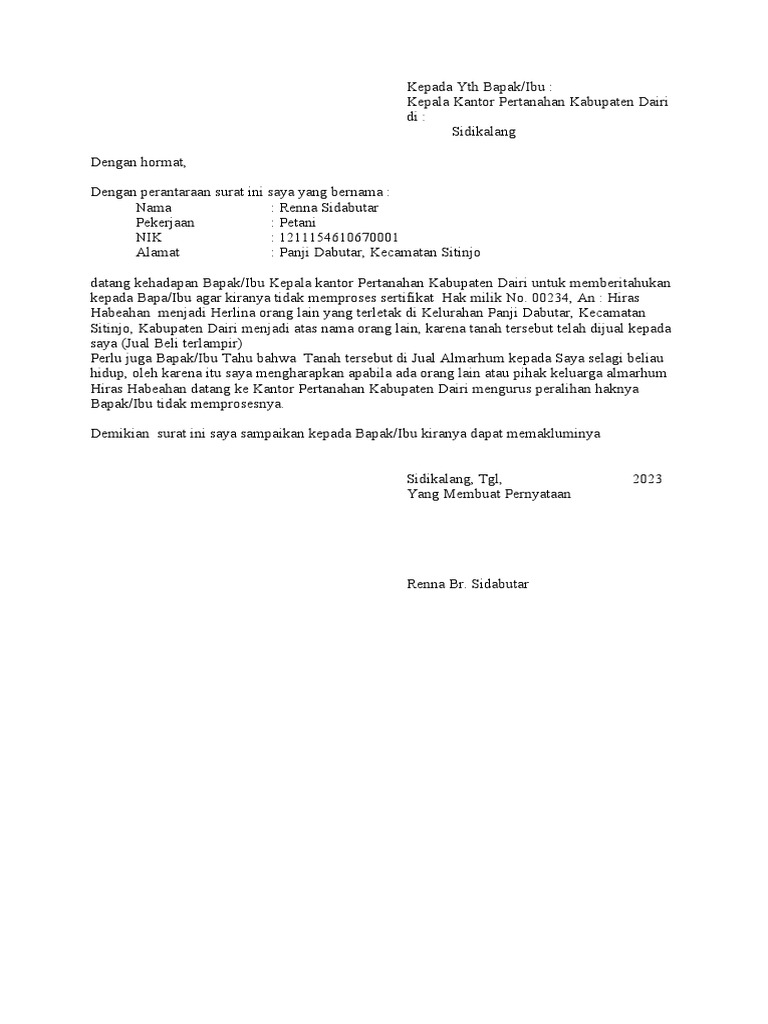 Kepada Yth Bapak | PDF