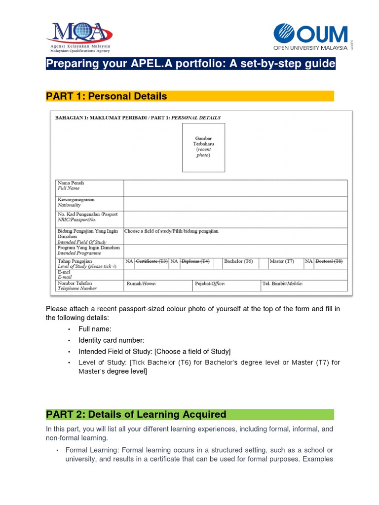 APEL.A - PORTFOLIO - GUIDE (1march2023) | PDF | Learning | Academic Degree