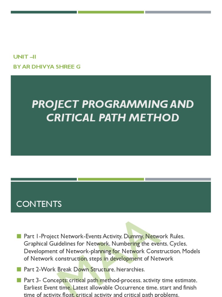 Unit 2-Project Programming and CPM | Download Free PDF | Applied ...