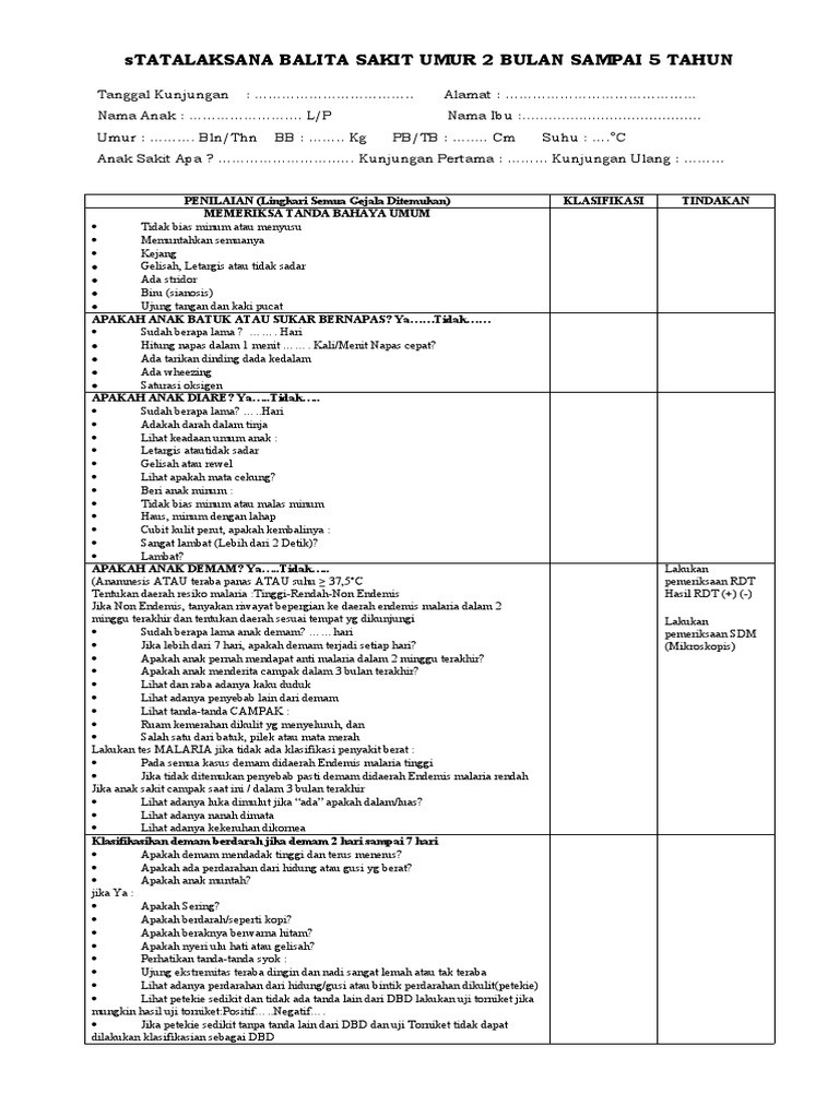 Tatalaksana Balita Sakit Umur 2 Bulan Sampai 5 Tahun | PDF