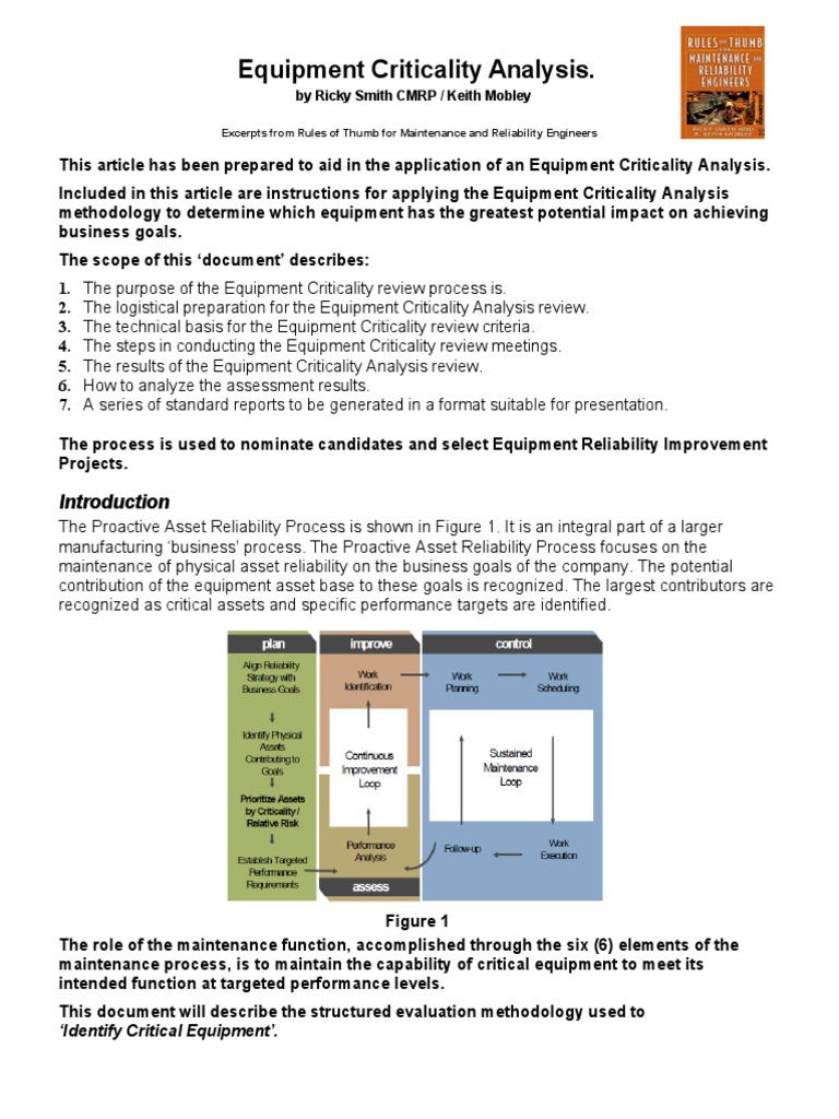 Equipment Criticality Analysis | PDF | Reliability Engineering | Risk