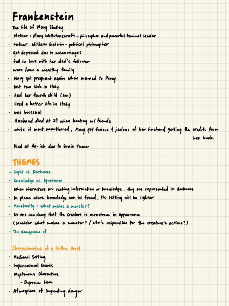 Frankenstein Notes | PDF | Frankenstein | Mary Shelley