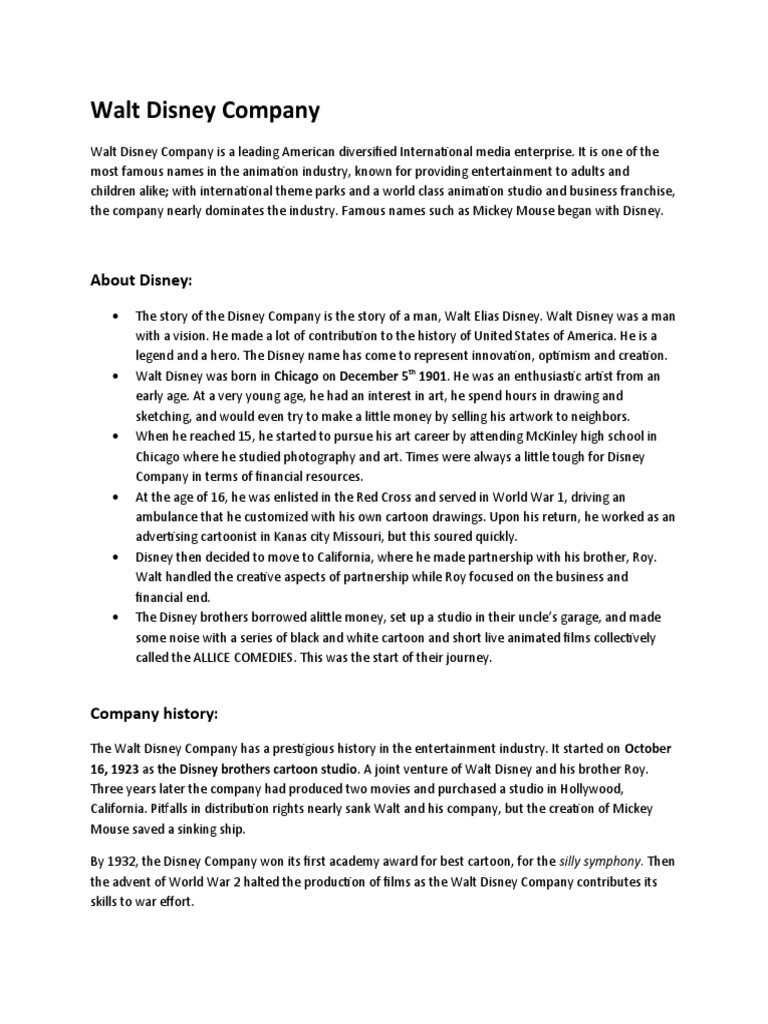Walt Disney | PDF | The Walt Disney Company | Walt Disney