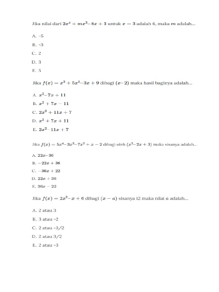 2. SOAL POLINOM | PDF
