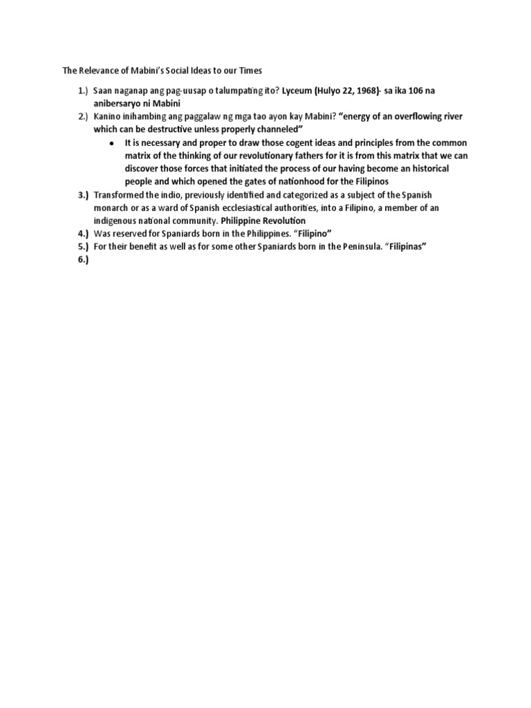 The Relevance of Mabini | PDF