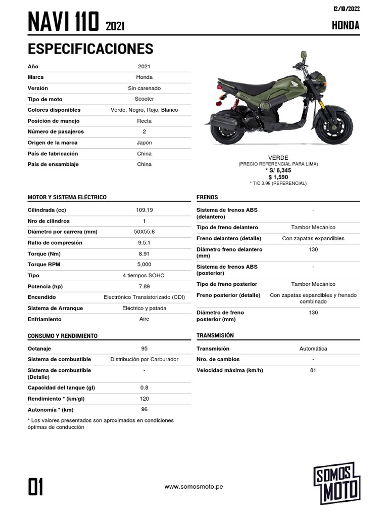 Ficha Técnica de NAVI | Descargar gratis PDF | Motocicleta | Carros deportivos