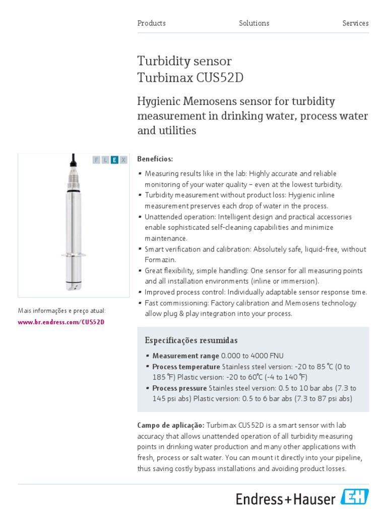 Endress-Hauser Turbimax CUS52D PT | PDF | Sensor | Water