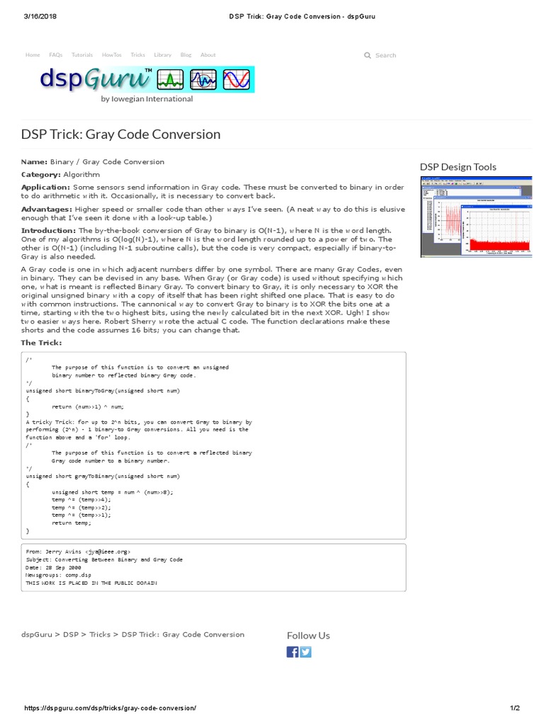 Gray Code Conversion - DspGuru | PDF | Computer Engineering | Computer Programming