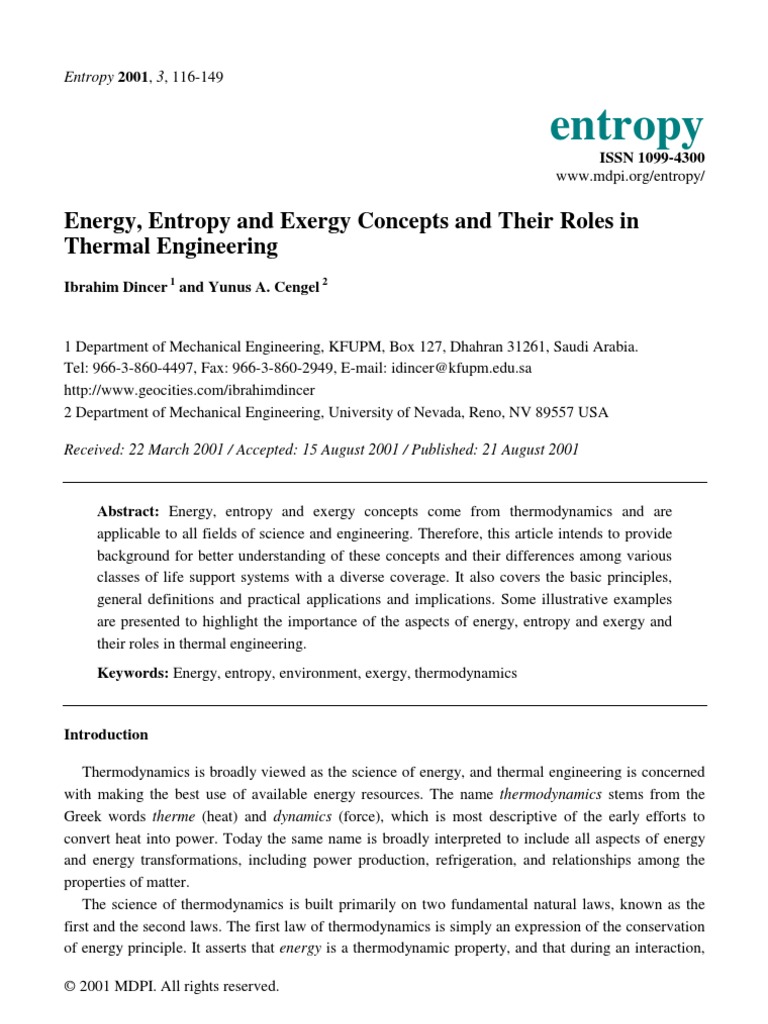 Exergy Concepts | PDF