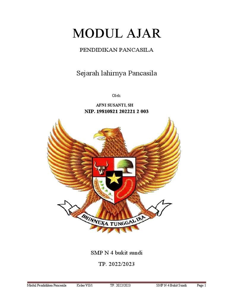 MODUL AJAR PPKN Kelas 7 Pert. 1-2 SKA | PDF