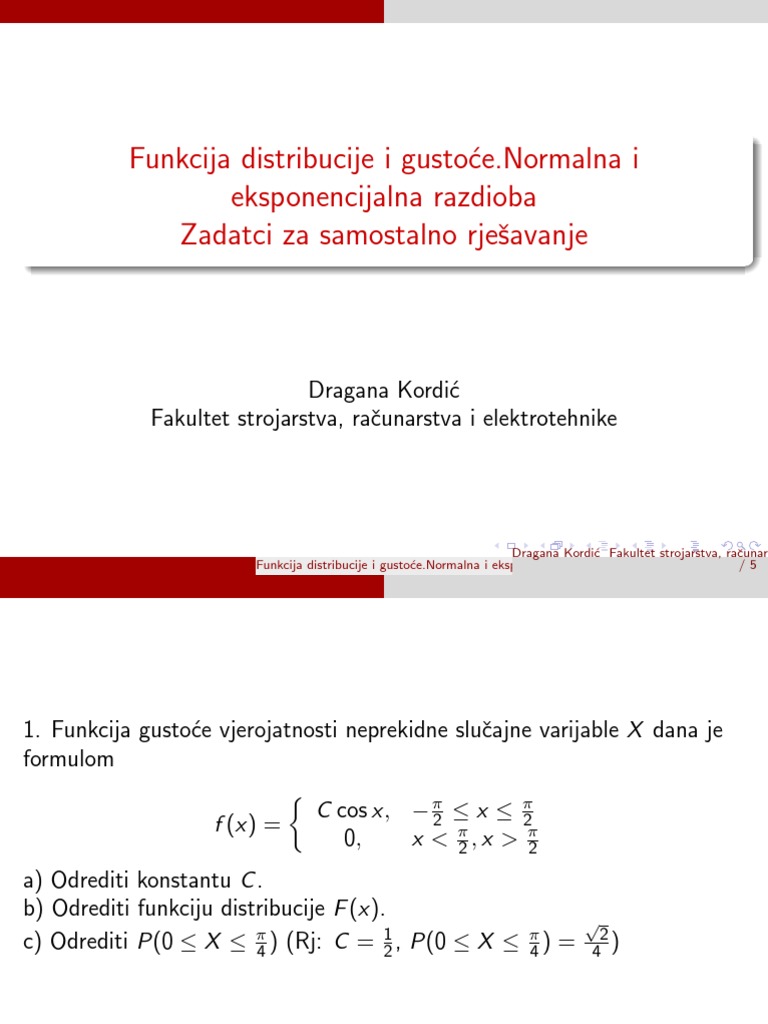 Zadatci Za Samostalno Rješavanje - Funkcija Distribucije | PDF