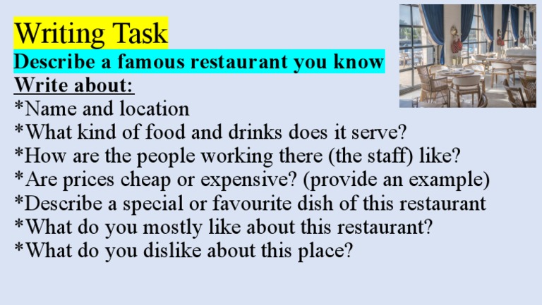 Writing Task Restaurant | PDF