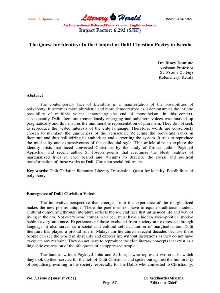 DR Bincy Dominic The Quest For Identity - in The Context of Dalit ...